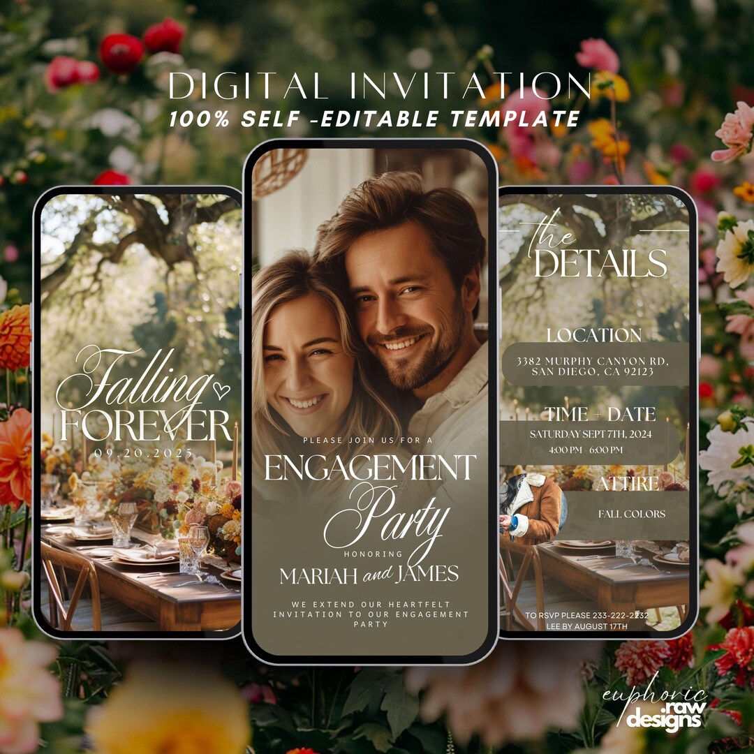 Fall in Love Engagement Party Invitation, Digital Fall Pumpkin Floral ...