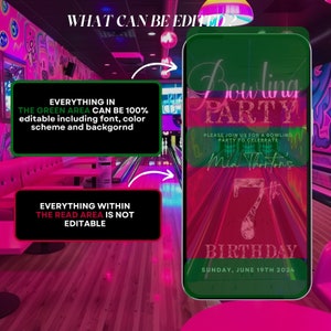 7th Bowling Birthday Party Invitation, Bowling Party Invite, Digital ...