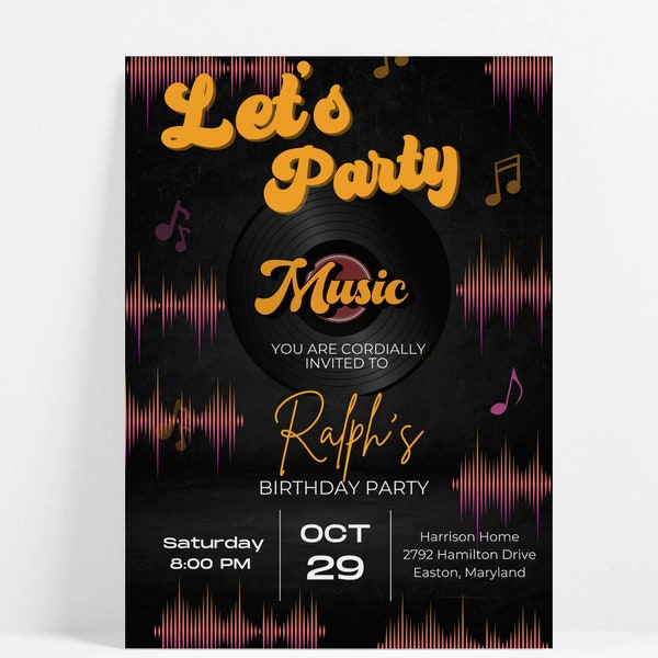 Record Birthday Invitation - Etsy