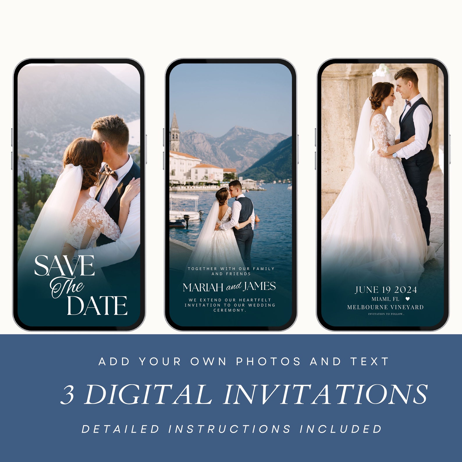 Save the Date Digital Invitation, Marriage Announcement Wedding ...