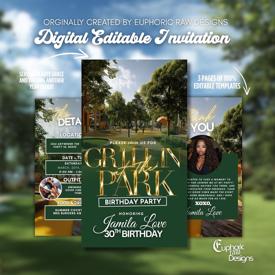 BBQ Birthday Invitation, Park Cookout Evite, Backyard Grill Party ...