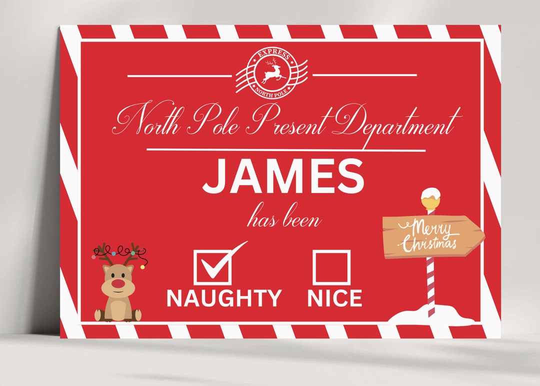 Santa Claus Naughty or Nice Sign List Certificate Naughty - Etsy