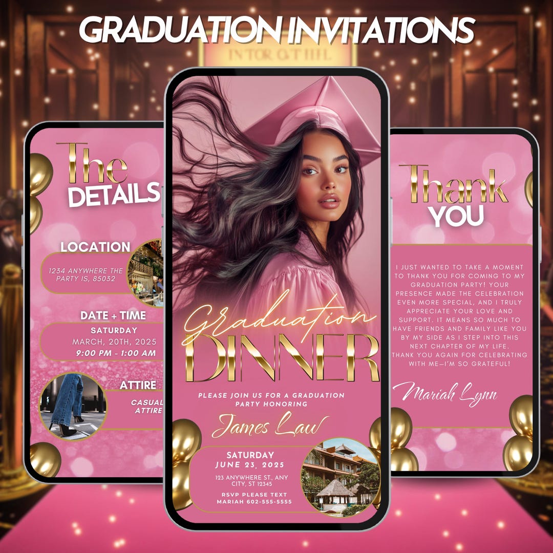Pink Graduation Dinner Party Invitation, College Send-off Orange Law ...