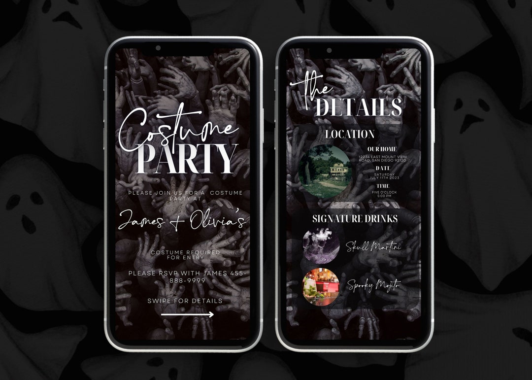 Digital Halloween Party Invitation, Halloween Bash Invite, Halloween ...