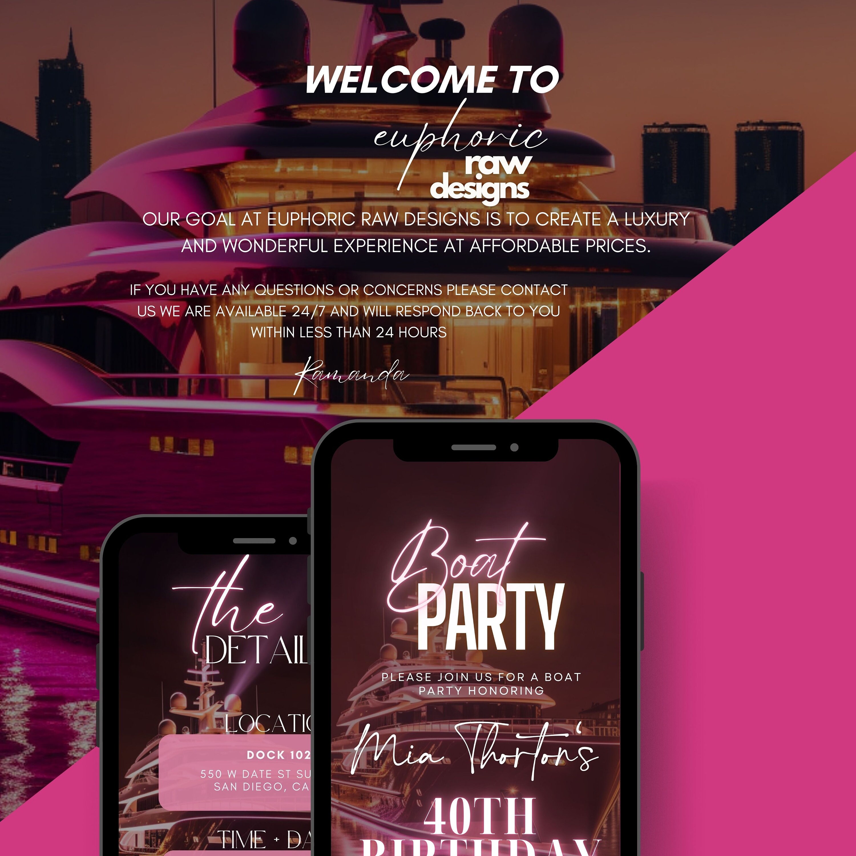 Yacht Party Invitation, Boat Party Invitation, Cruise Itinerary, Yacht ...