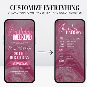 Birthday Weekend, Itinerary Template,travel Itineray, Birthday Weekend ...