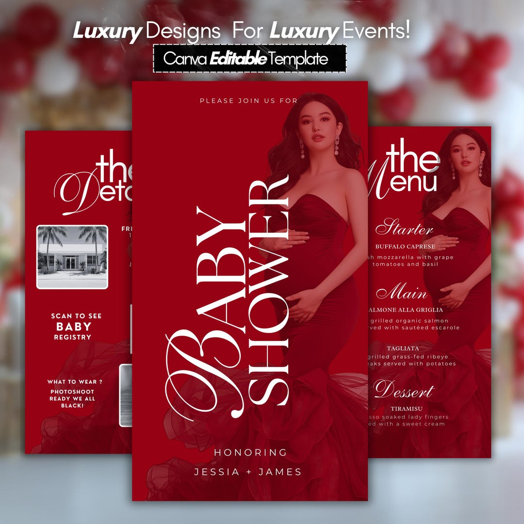 Minimalist Red Baby Shower Invitation Video, Baby Shower Brunch Evite ...