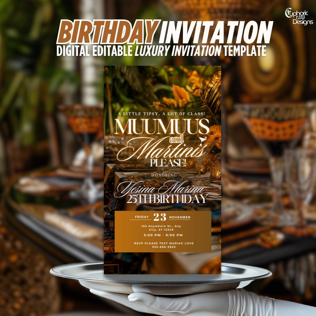 Digital Muumuus & Martinis Invitation, Birthday Girls' Night, Moomoo ...