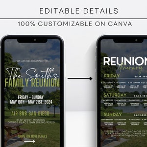 Digital Family Reunion Trip Itinerary & Invitation, Editable Family ...