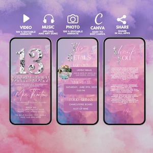 13th Birthday Invitation, Animated 13th Party Invite, 13th Invite ...