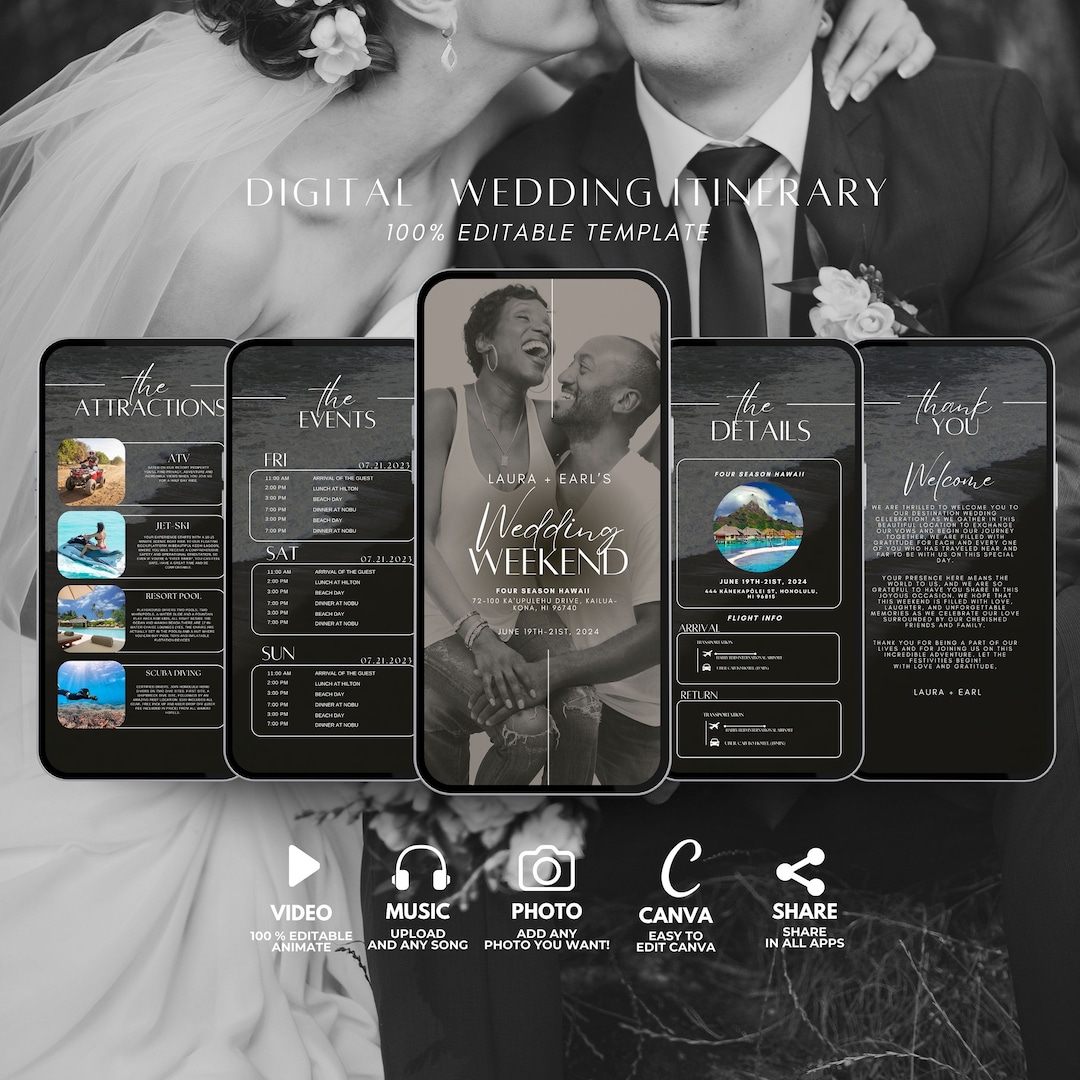Digital Destination Wedding Invitation Itinerary, Travel Wedding ...