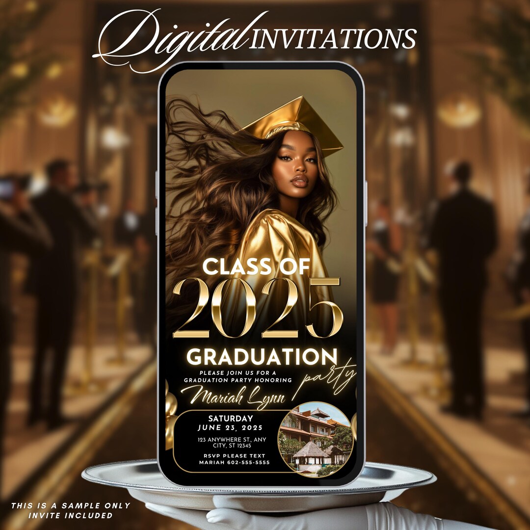 Digital Class of 2025 Graduation Dinner Party Invitation, College Send ...