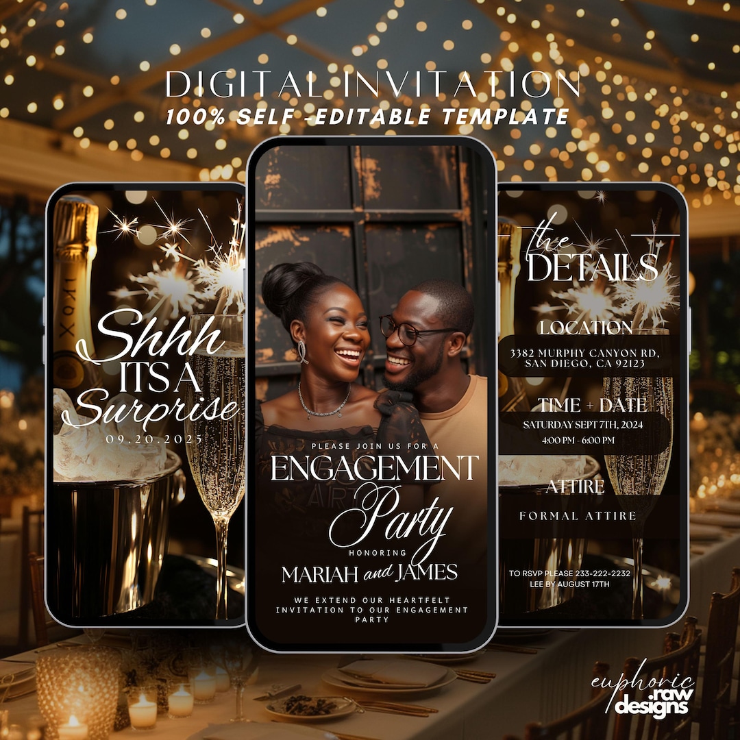 Surprise Engagement Party Invitation, Digital Elegant Editable Wedding ...