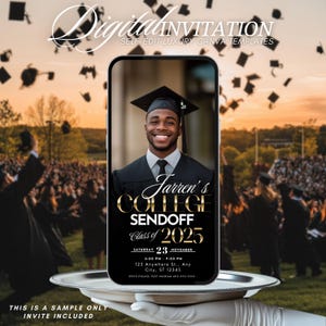 Graduation College Send off Invitation, Black Trunk Party Invite High ...