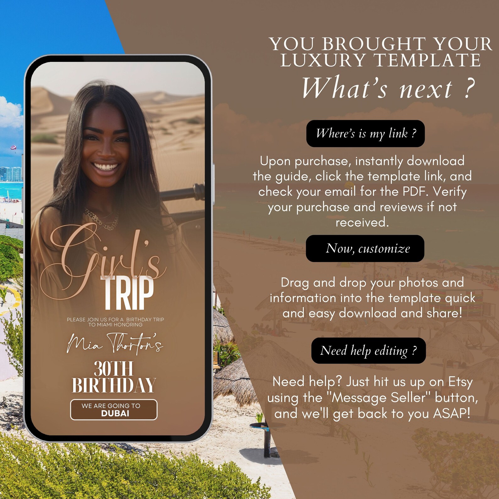 Birthday Weekend Invitation, Girls Trip Birthday Itinerary, Editable ...