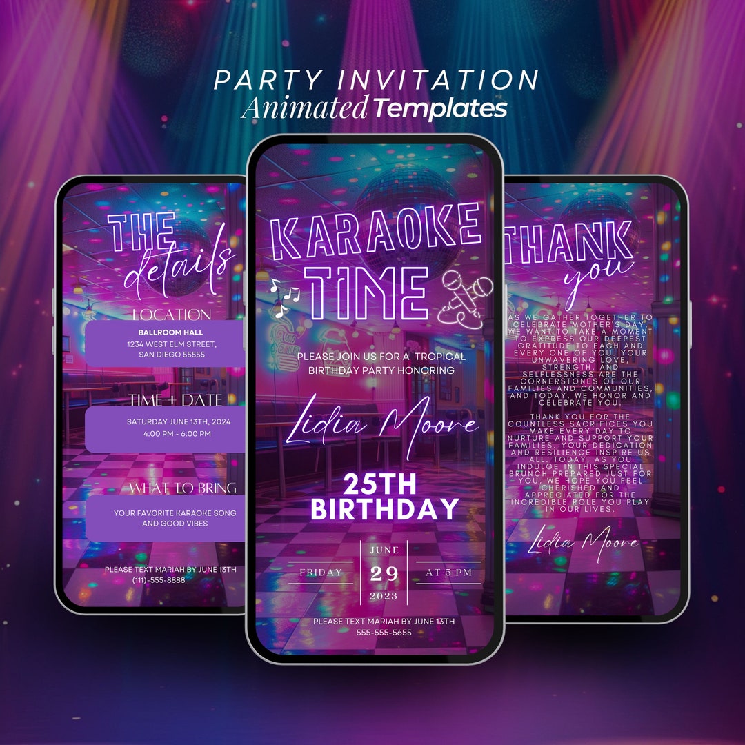 Karaoke Birthday Invitation, Music Party Invitation, Singing Party ...