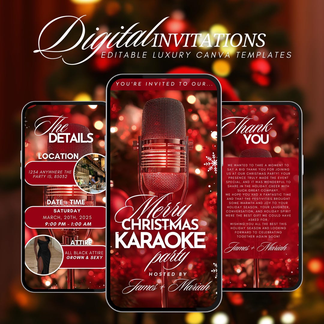 Digital Christmas Karaoke Party Invitation Celebration Template ...