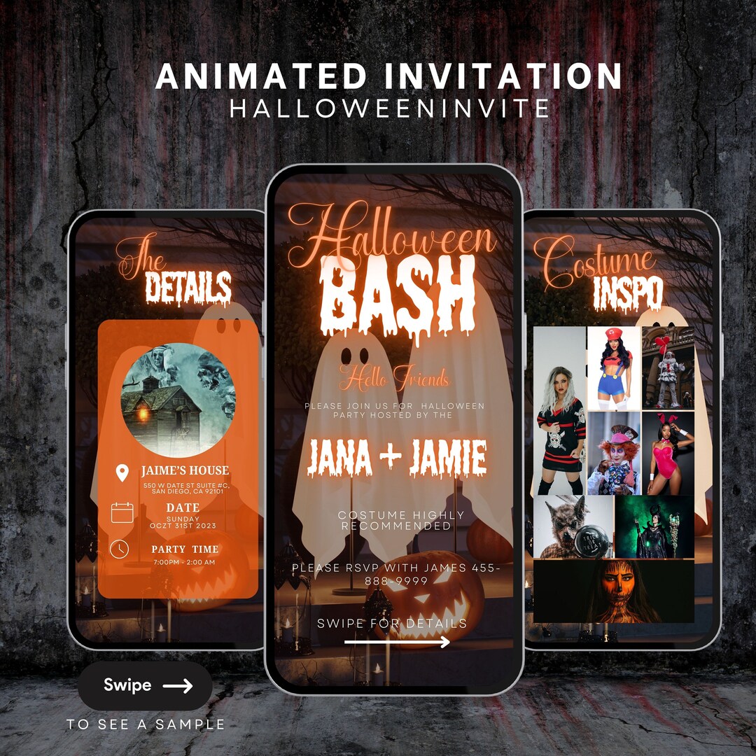 Digital Halloween Party Invitation Halloween Bash Invite - Etsy