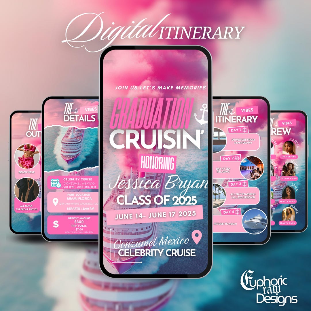 Graduation Cruise Itinerary Invitation, Class of 2025 Digital Grad ...