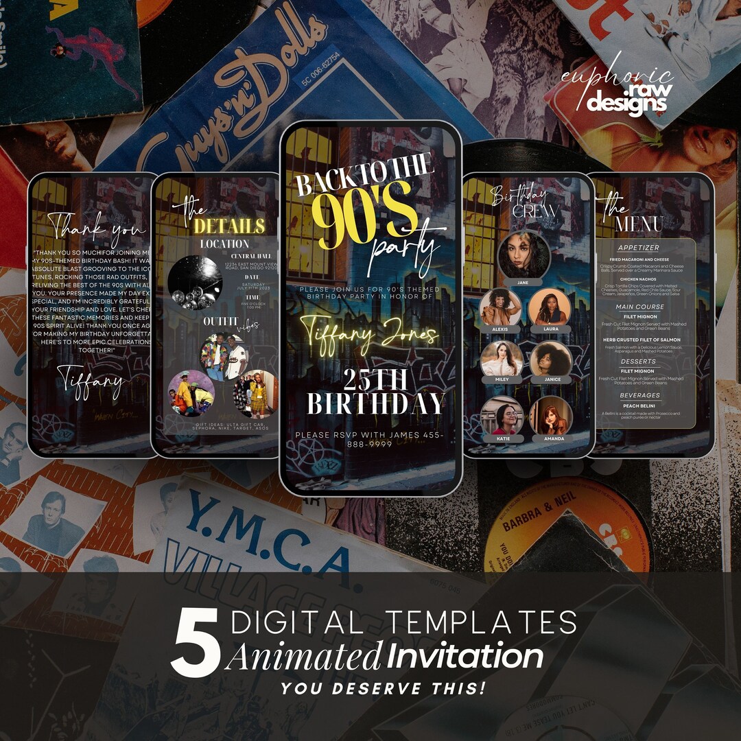 Digital 90s Birthday Invitation, 90s Party Invite, House Party Invite ...