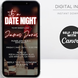 Date Night Invitation Night Out, Couple Date, Dinner Date Invite ...