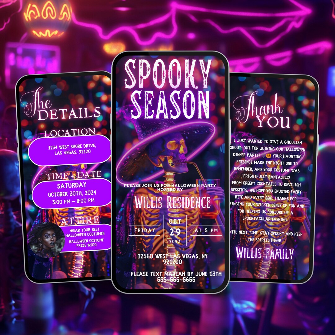 Halloween Spooky Season Digital Halloween Party Invitation, Funny Witch ...