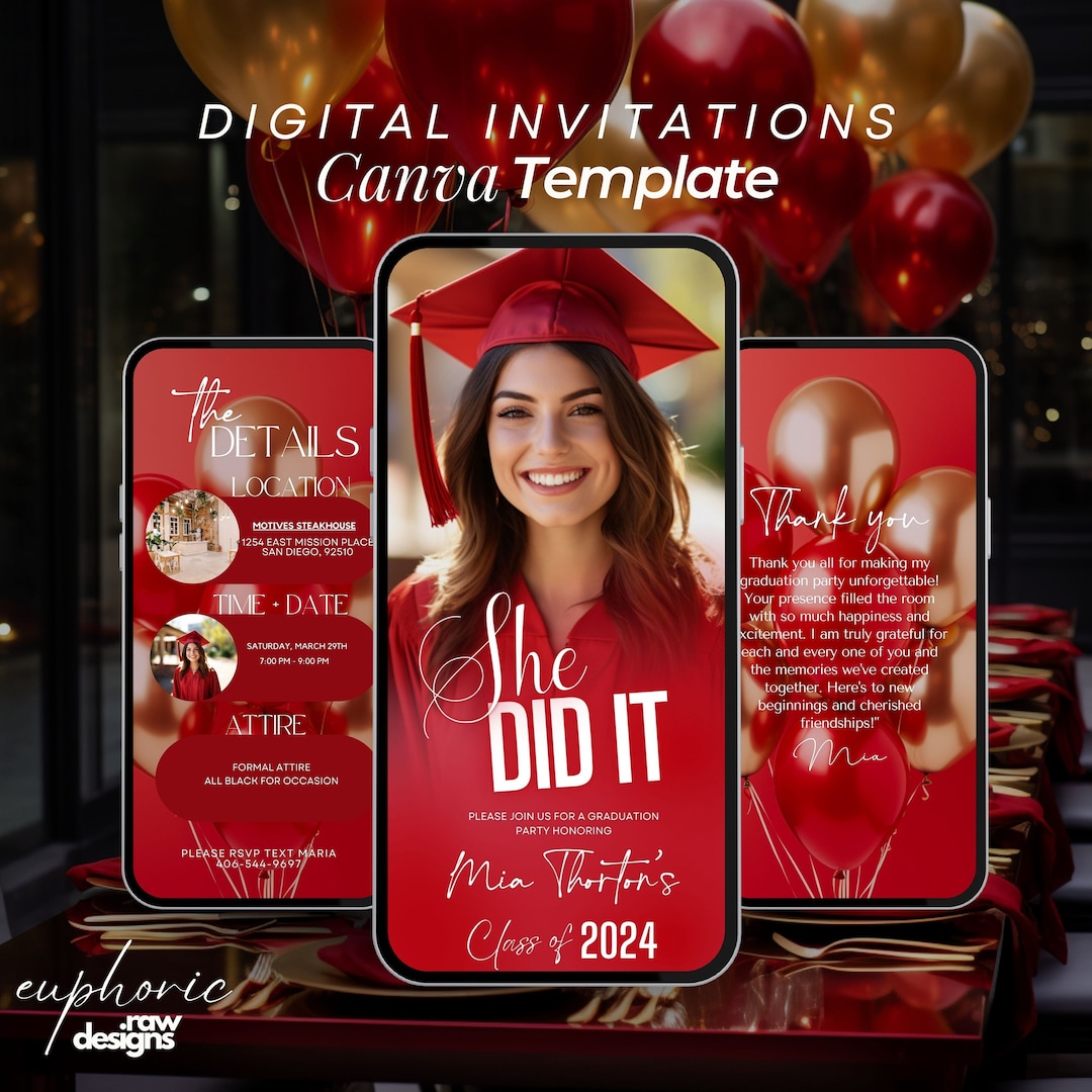 Class of 2024 Graduation Invites, Grad Announcement, High School ...