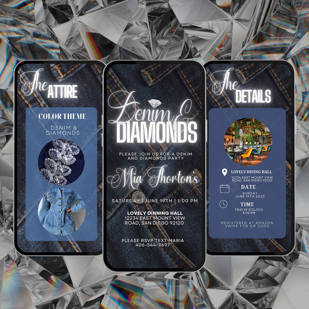 Denim and Diamonds Invitation, Denim Invitation, Diamonds & Denim ...