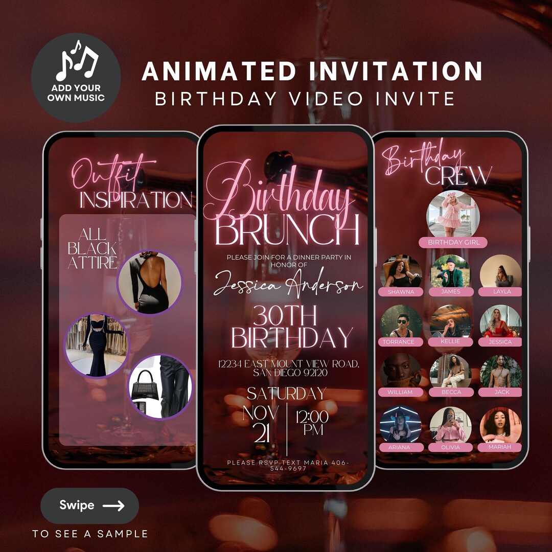Brunch Flyer Invite Digital Birthday Brunch Invitation - Etsy