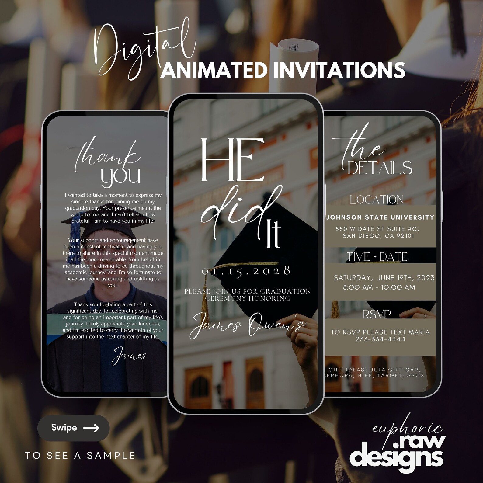 Graduation Video Invitation, Animated Grad Announcement, Graduation ...