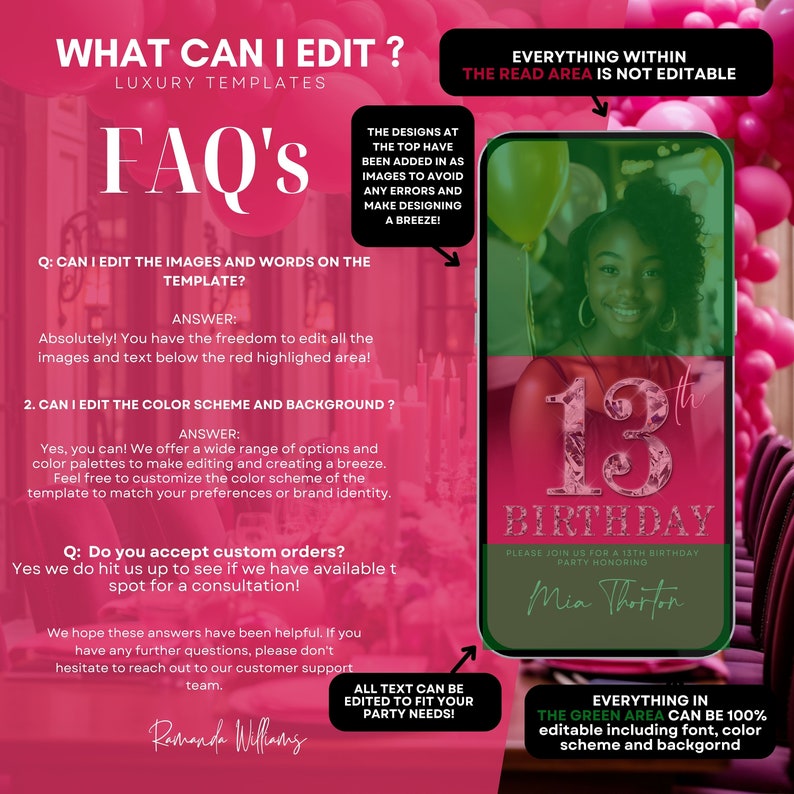 Sweet Sixteen, Sweet 16th Birthday Template, Sms Invitation, Pretty in ...