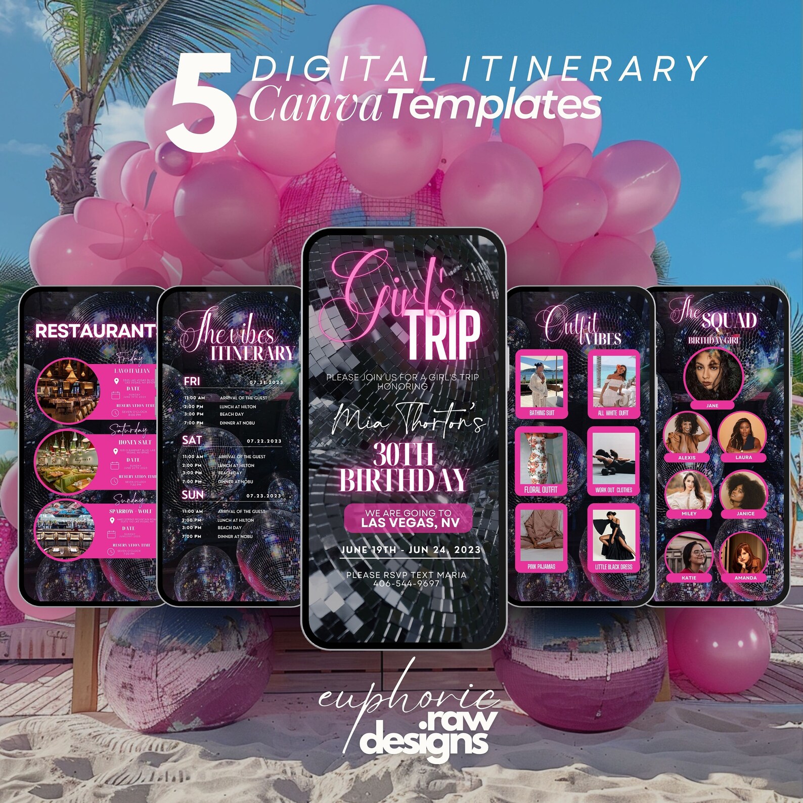 Girls Trip Itinerary, Itinerary Template, Travel Itineray, Birthday ...