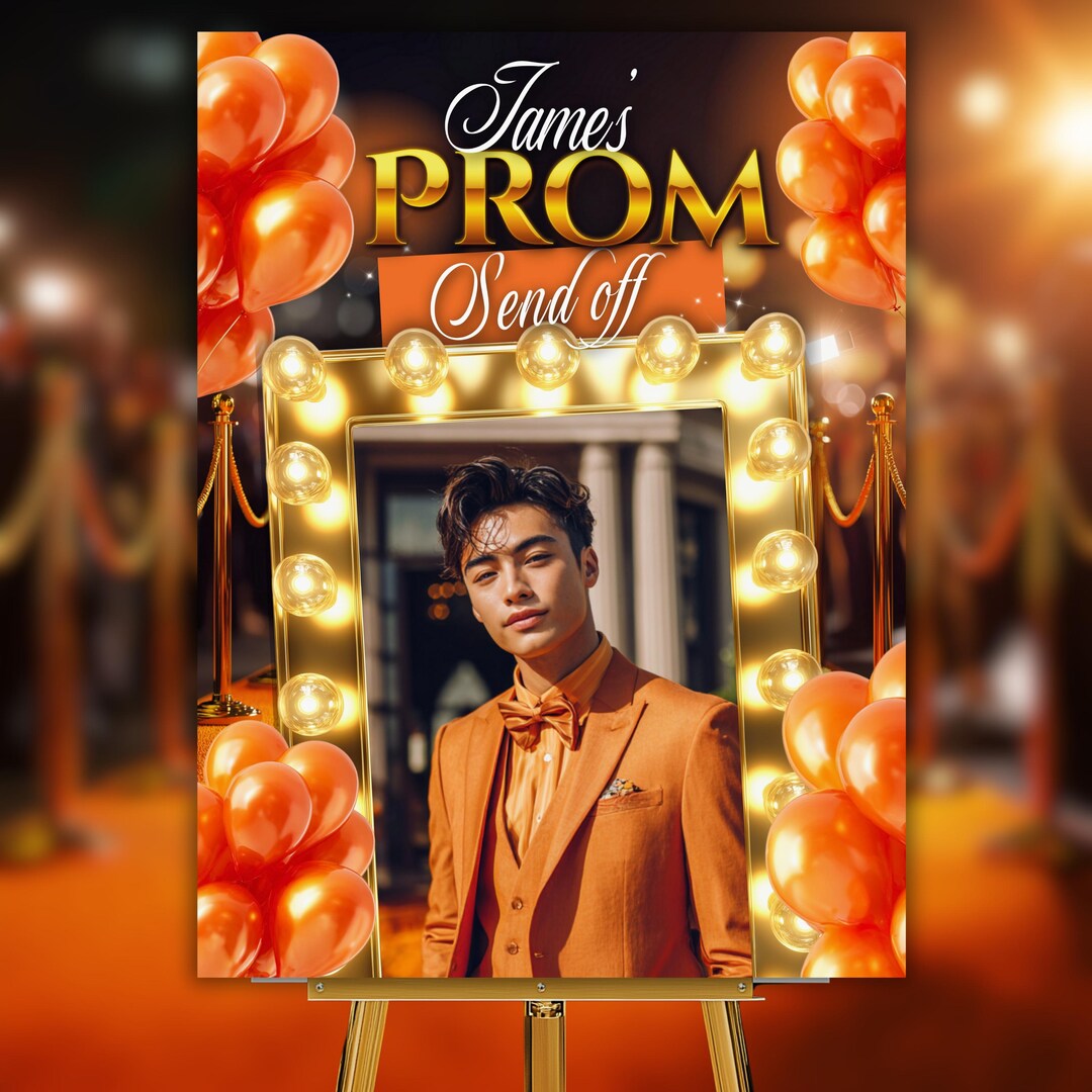 Orange Prom Welcome Sign Template, Editable Prom Entrance Poster, High ...