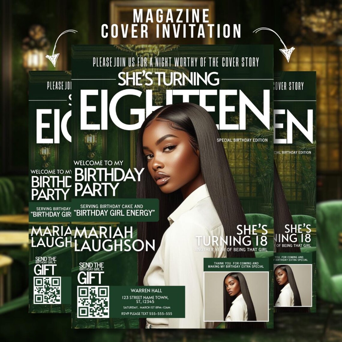 Digital 18th Birthday Magazine Invitation for Women, Glam Magazine ...