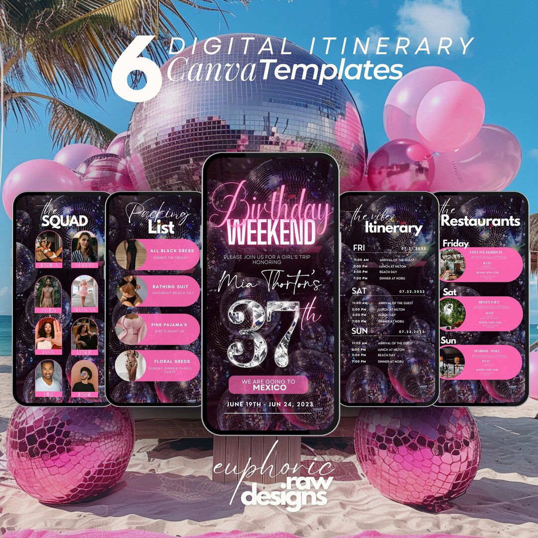 37th Birthday Disco Ball Weekend Itinerary, Girl's Trip Vacation ...