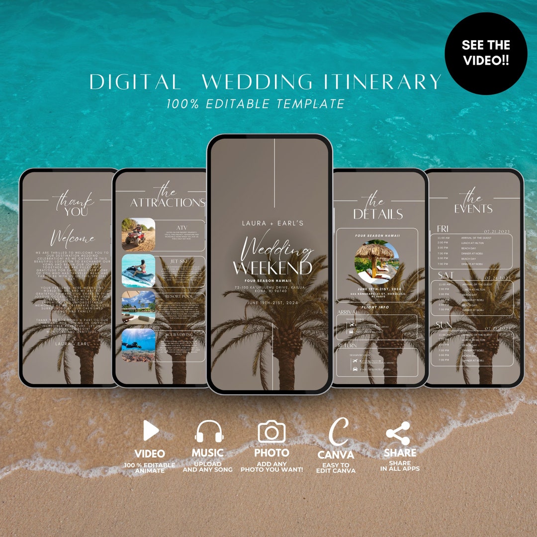Digital Destination Wedding Invitation Itinerary, Travel Wedding ...