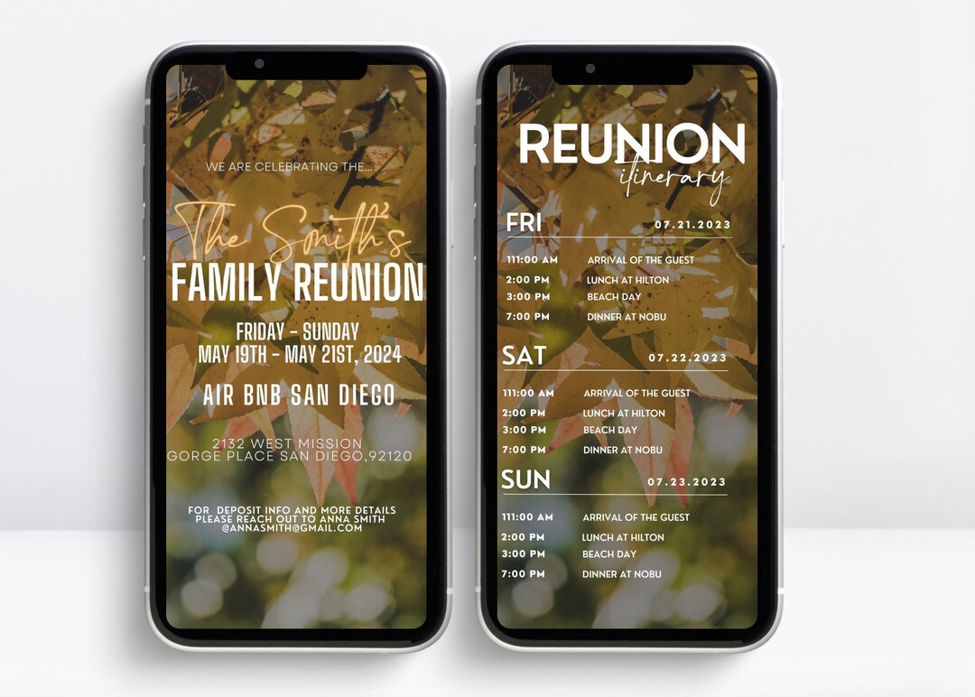 Digital Family Reunion Trip Itinerary, Family Reunion Invitaiton ...