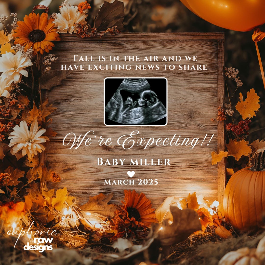 Fall Pregnancy Announcement Template, Editable Digital Download, Baby ...