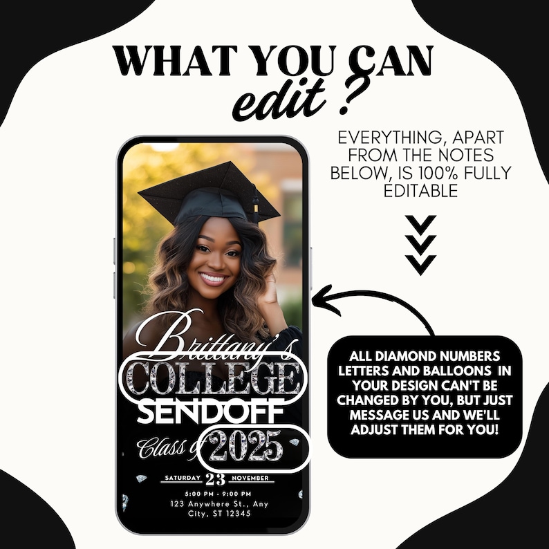 Graduation College Send off Invitation, Black Trunk Party Invite High ...