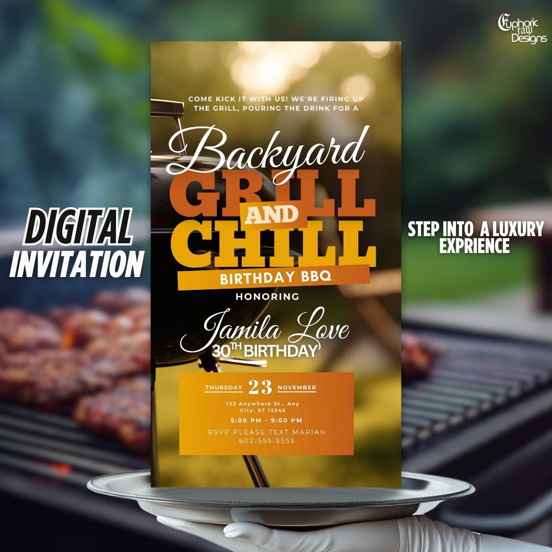 Birthday BBQ Grill & Chill, Backyard Barbecue Invitation, Animated ...