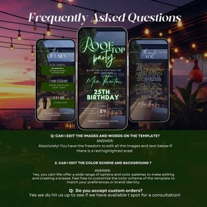 Rooftop Birthday Party Invitation: Dinner, Brunch, Dance (digital ...