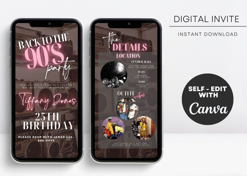 Digital 90s Birthday Invitation 90s Party Invite House Party - Etsy
