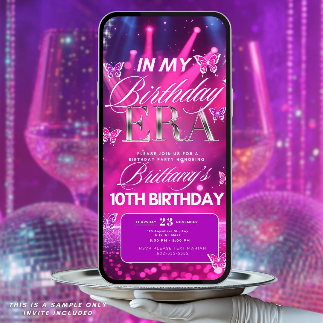 Editable in My Birthday Era Invitation, Digital Disco Ball Party Invite ...