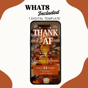 Digital Friendsgiving Dinner Invitation, Thankful AF Fall Pumpkin Party ...