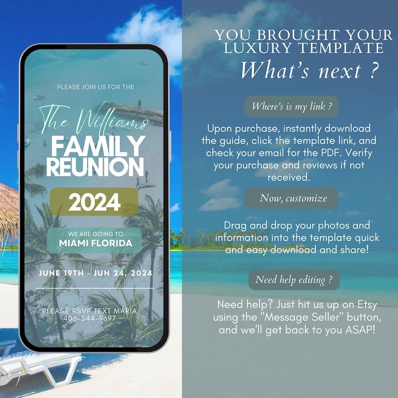 Digital Family Reunion Itinerary, DIY Editable Family Reunion ...