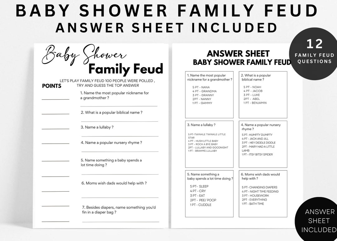 Baby Shower Coed Games, Family Feud Game , Baby Shower Games Trivia ...