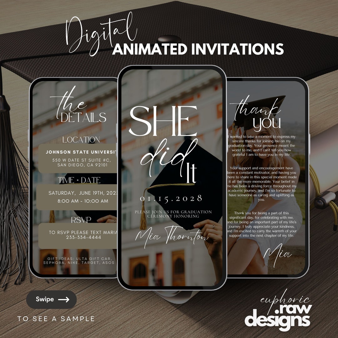 Graduation Video Invitation, Animated Grad Announcement, Digital ...