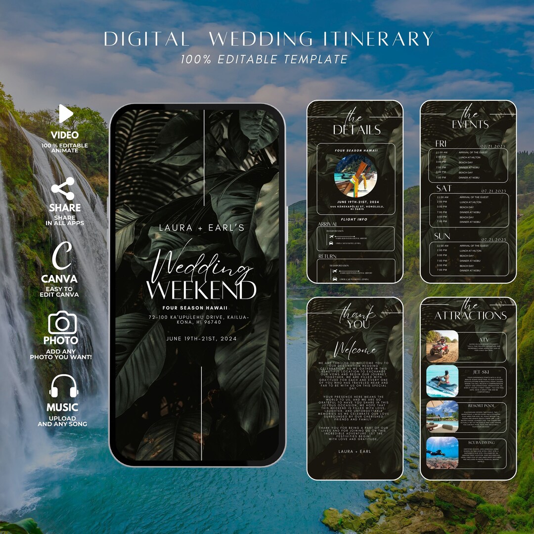 Digital Destination Wedding Invitation Itinerary, Travel Wedding ...
