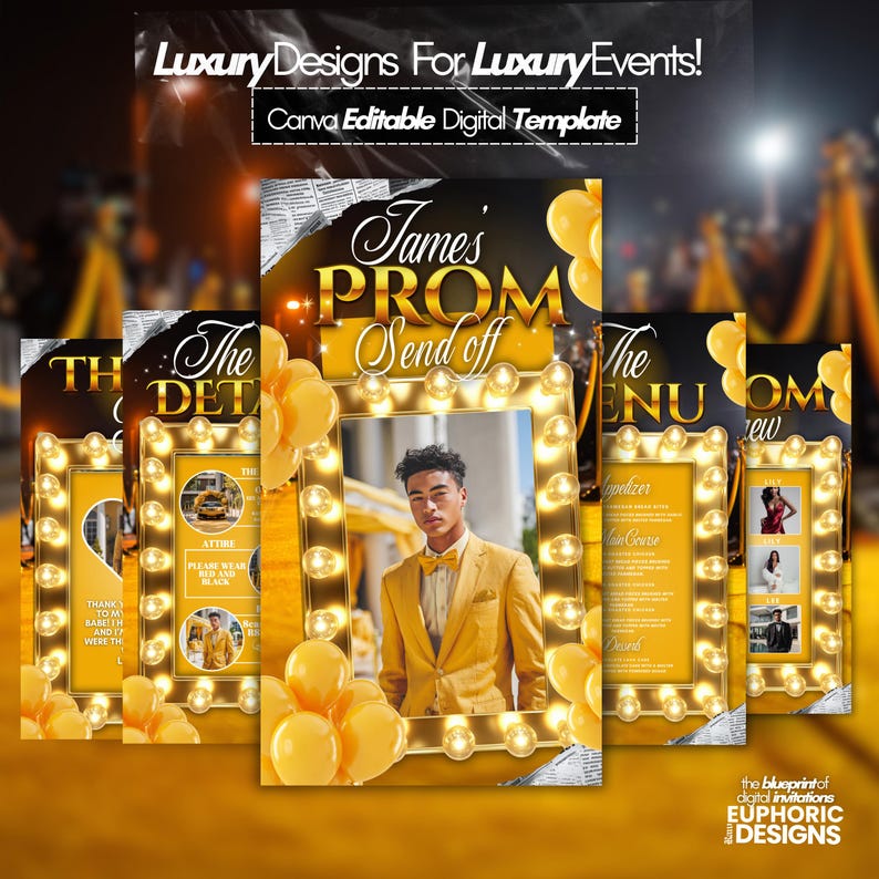 Yellow Boy Prom King Invitation Bundle, Digital Prom Send-off + Party ...