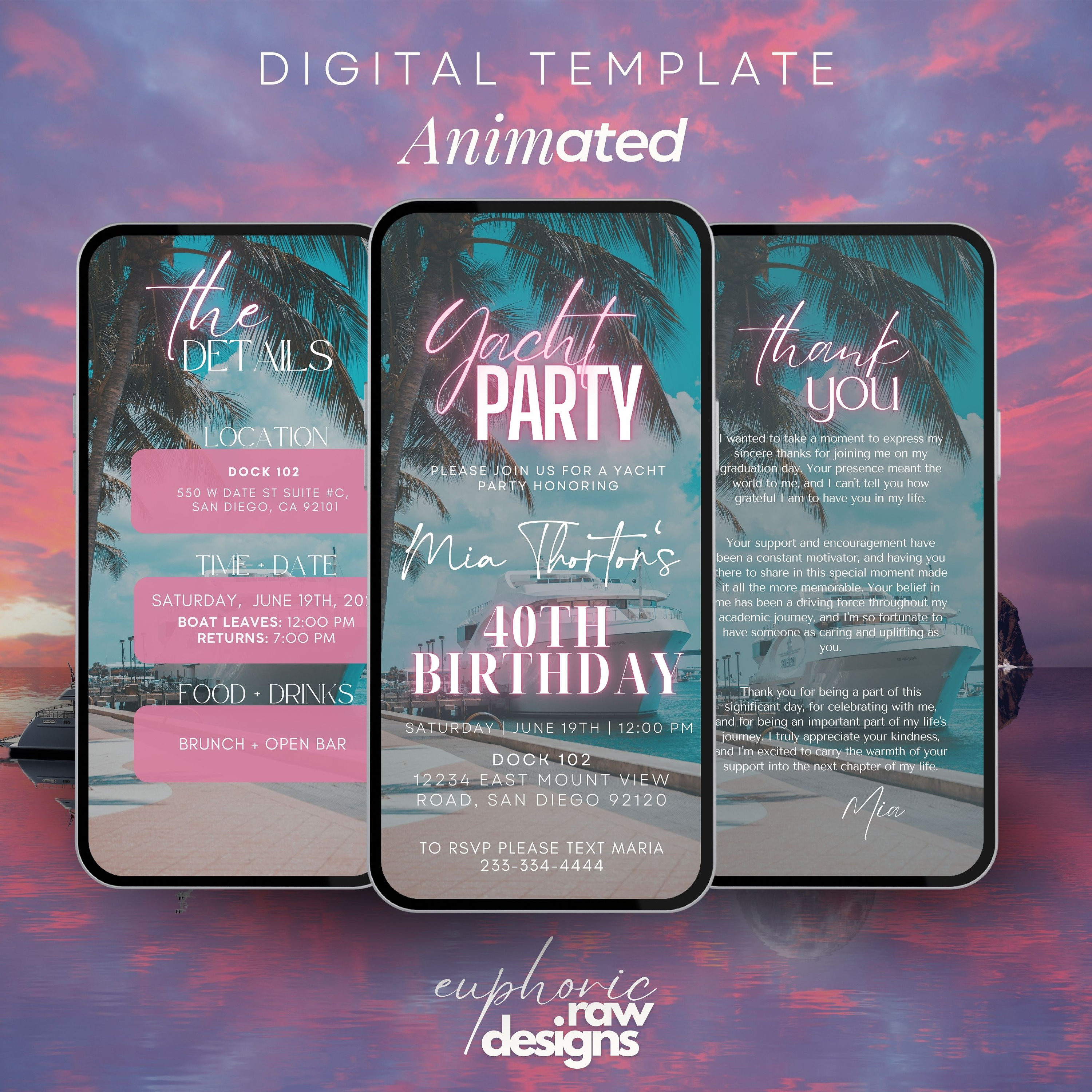Yacht Party Invitation, Boat Party Invitation, Cruise Itinerary, Yacht ...